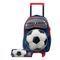 Kit Mochila de Rodinha e Estojo Infantil Masculino Futebol Azul | Bagaggio